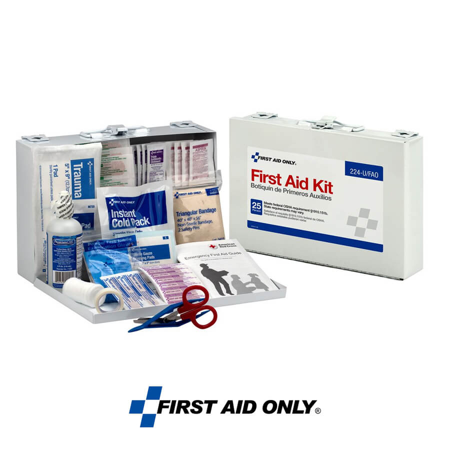 First Aid Only® 25 Person, Bulk Contractor’s First Aid Kit - Metal Case ...